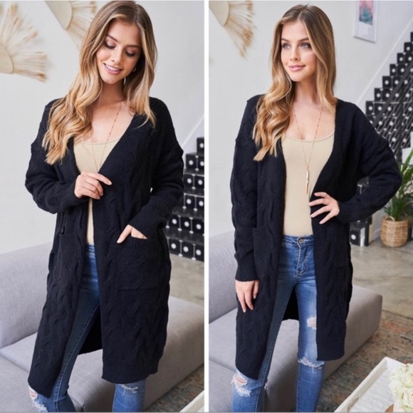 A Girl Thing | Sweaters | Open Front Long Sleeve Soft Tight Knitblack ...